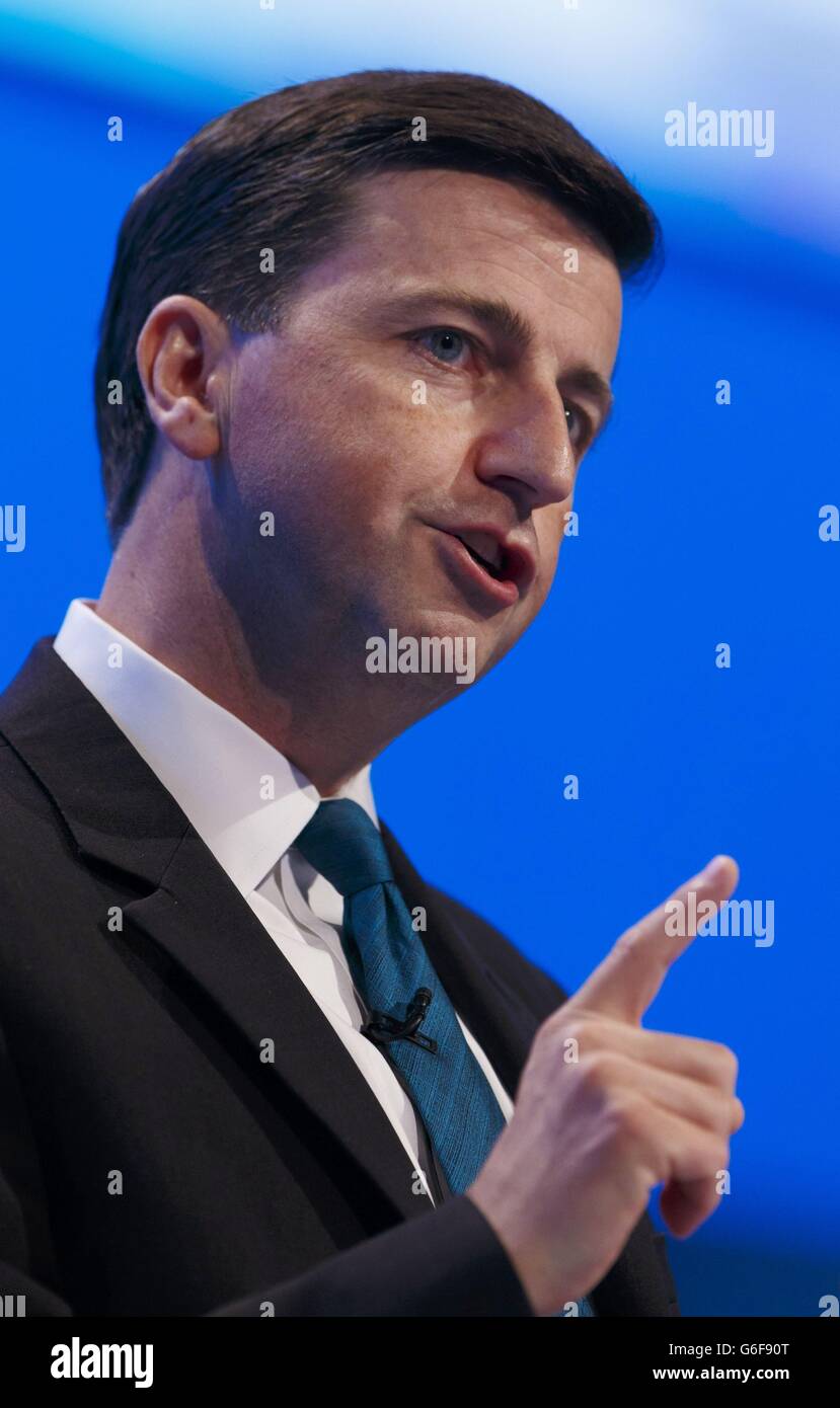 Shadow foreign secretary Douglas Alexander addresses delegates on the ...