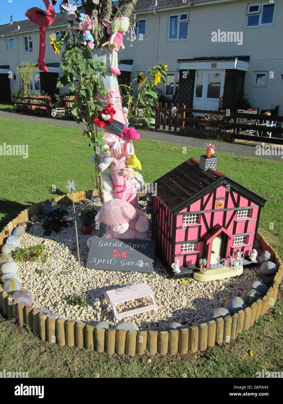 The April Jones Memorial Garden by the Bryn-y-Gog estate in the town of ...
