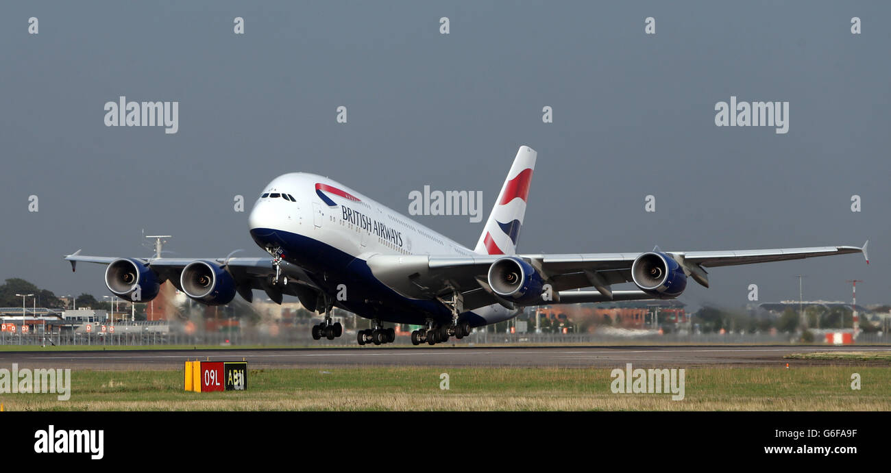 BA A380 flight Stock Photo - Alamy