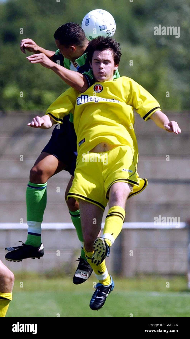 Charlton Athletic's Peter Scullion (right) in action during a pre ...