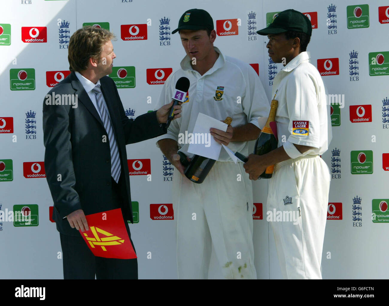 Channel 4 presenter Dermot Reeve interviews Joint Man of the match ...