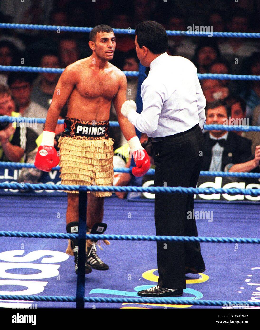 08-JUN-96 .... Boxing .... Prince Naseem Hamed gets a standing count ...