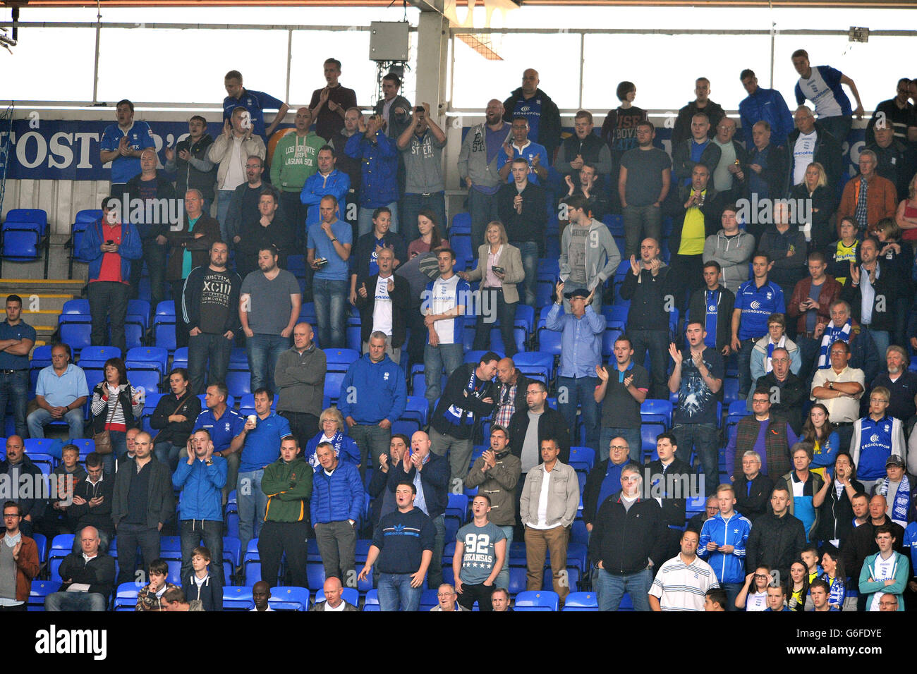 Birmingham City fans in the stands at the Madejski Stadium Stock Photo ...