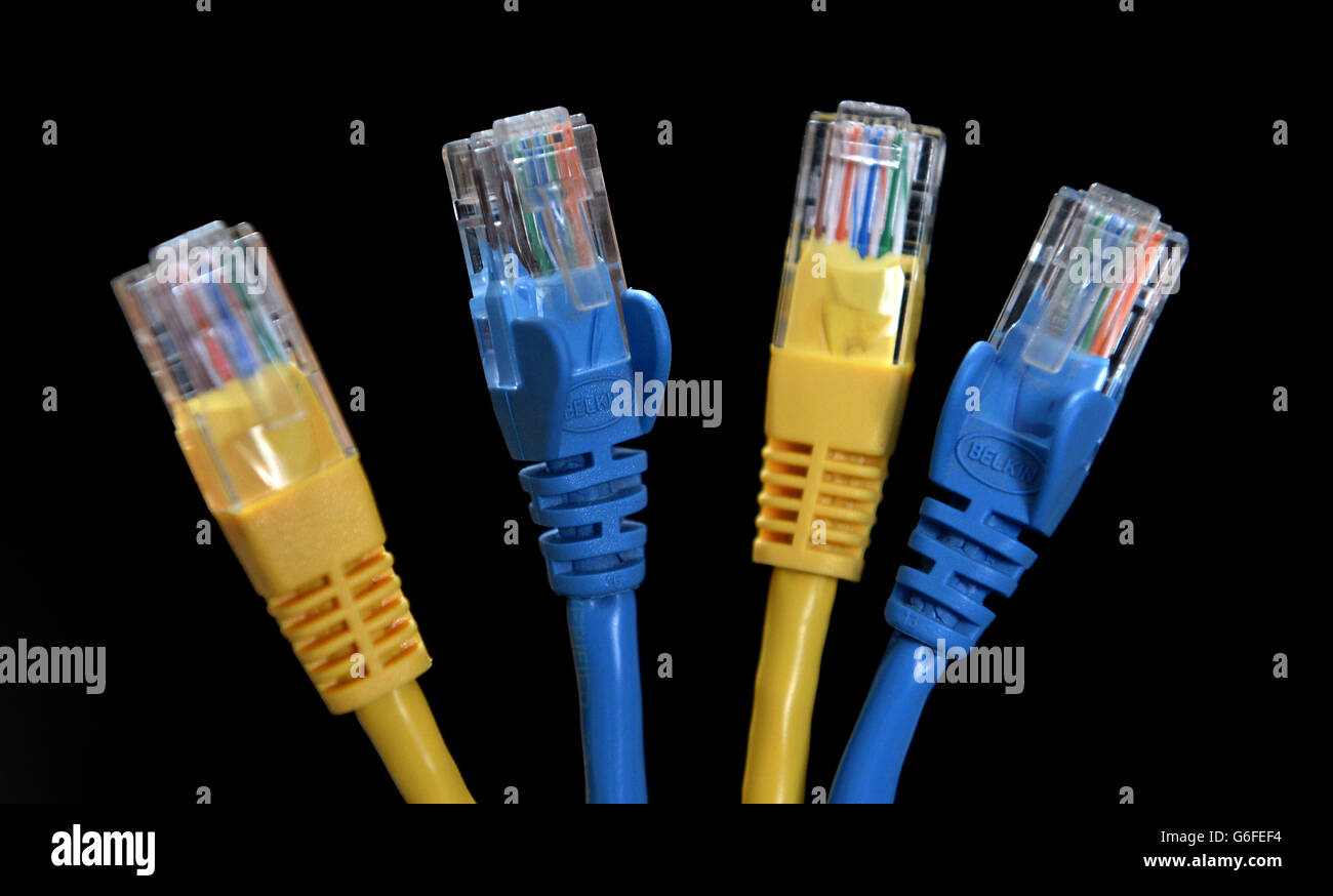 Technology Stock - Internet. Detailed view of a bunch of Ethernet ...