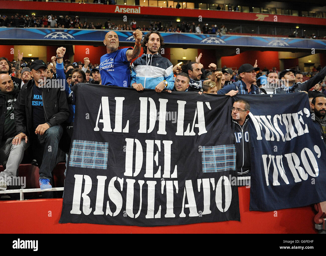 Emirates stadium general view of napoli fans in the stands hi-res stock ...