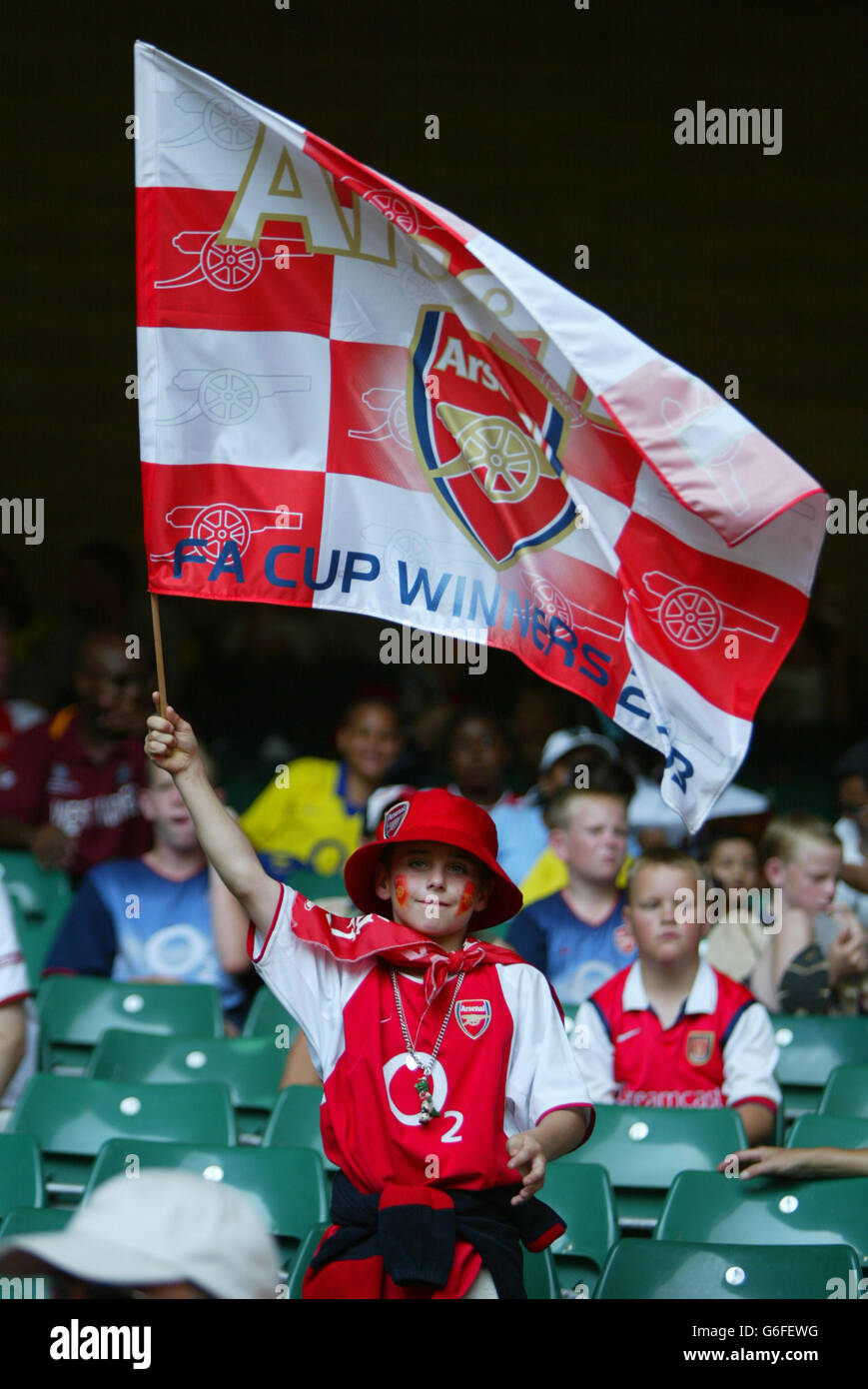 Football action fan supporter flag waving football shirt hi-res stock ...