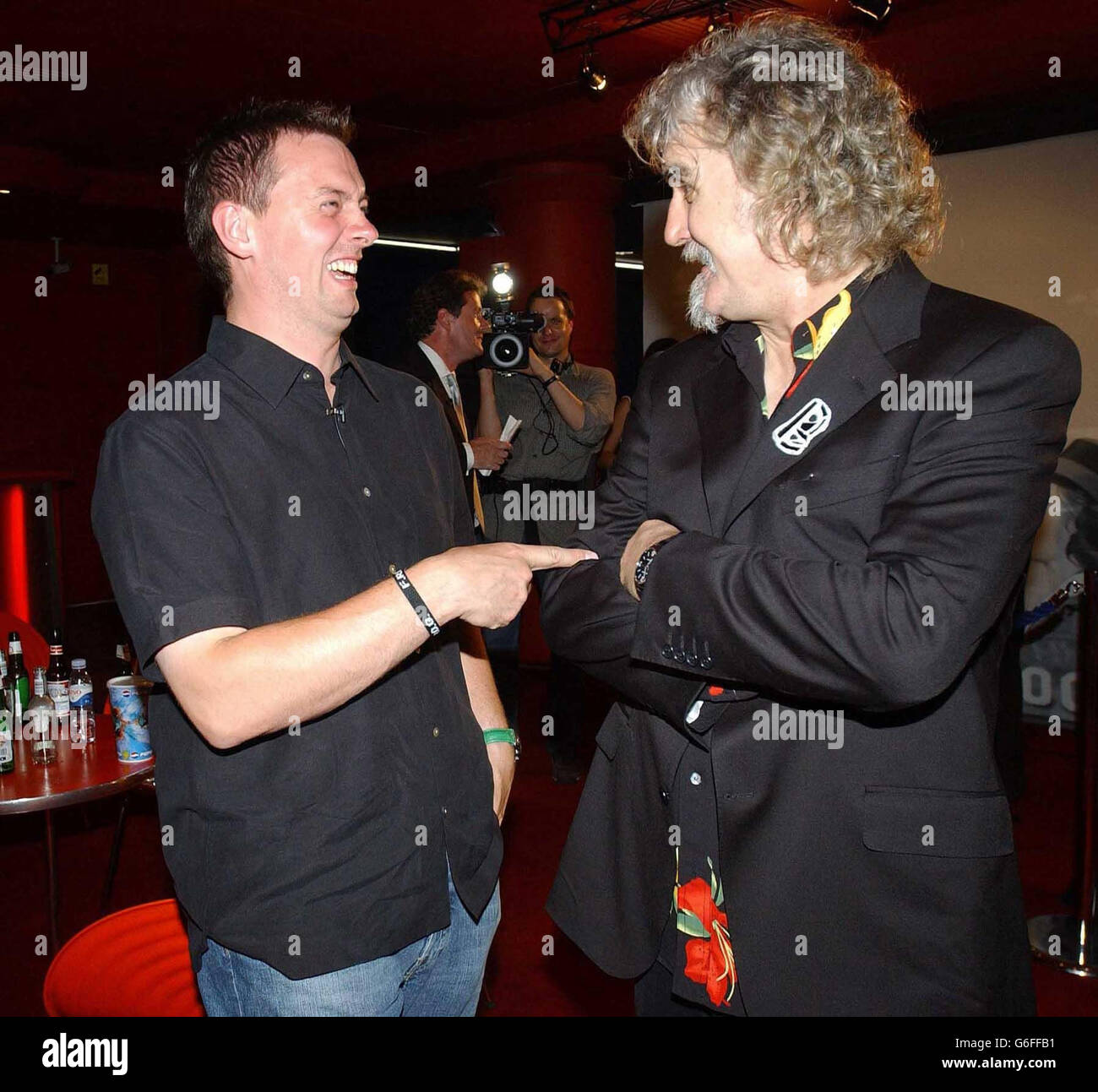 Billy Connolly talks to Big Brother 4 winner Cameron, as he arrives at ...