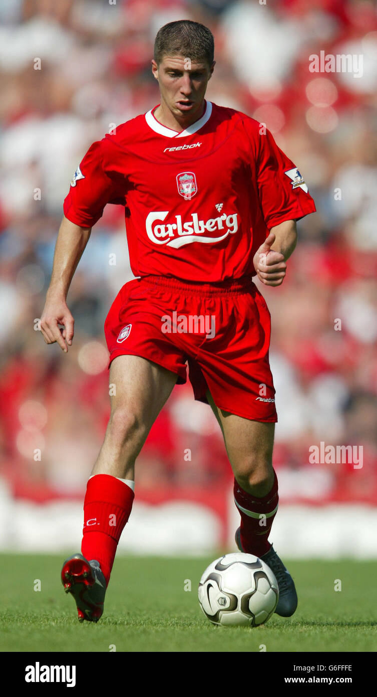 Gregory Vignal in action for Liverpool during their pre-season friendly ...