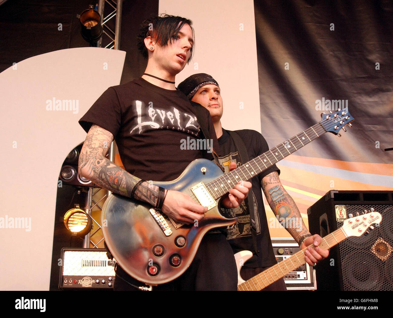 Billy Martin (front) and Benji Martin of Good Charlotte during the live ...