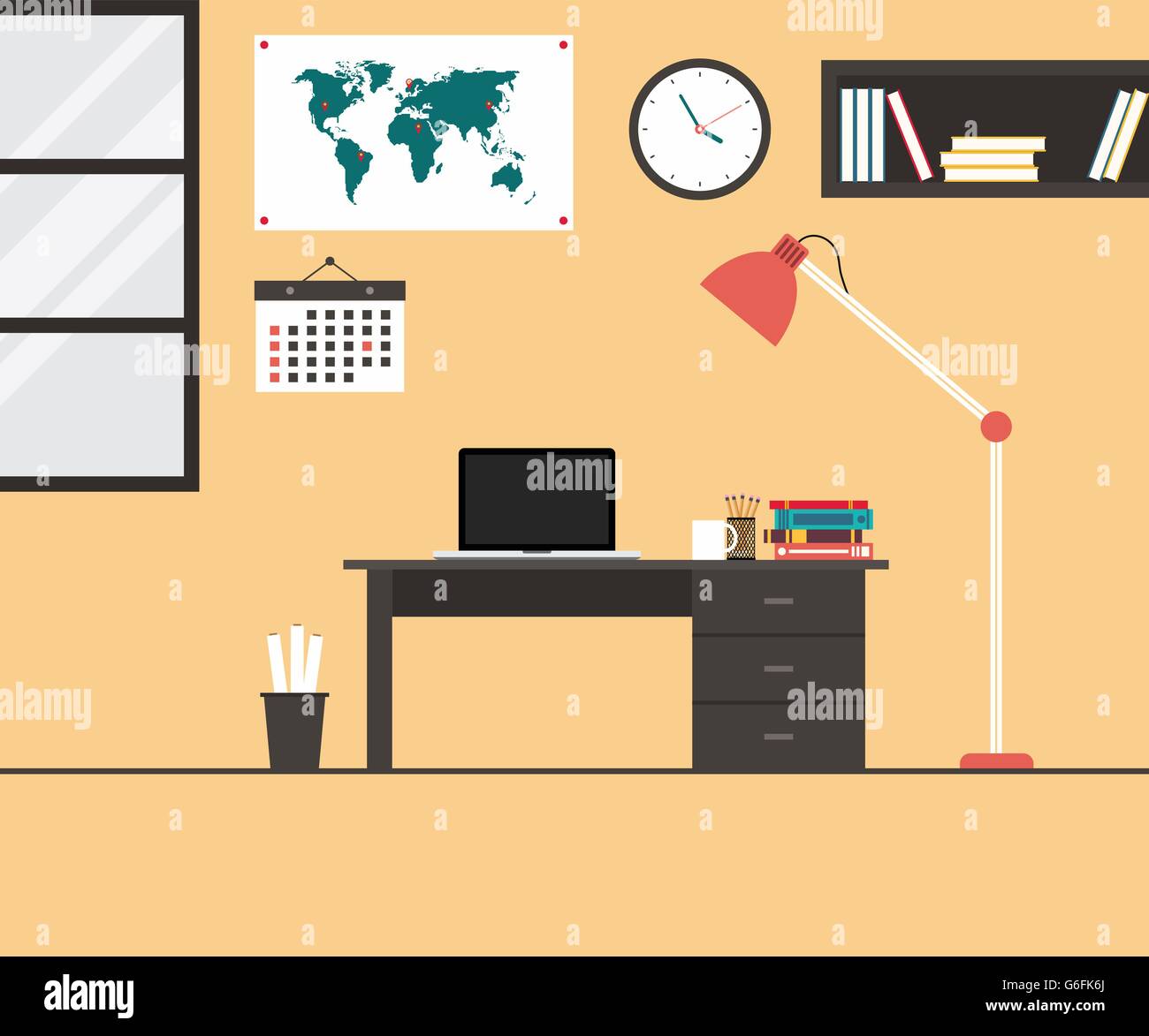 Modern office interior flat design vector illustration Stock Vector ...