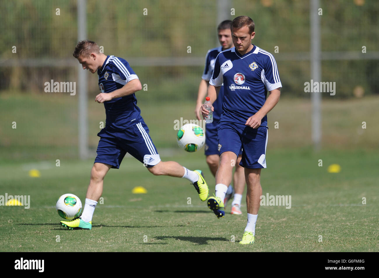 Northern Ireland's Steven Davis (left) and Sammy Clingan (right) during ...