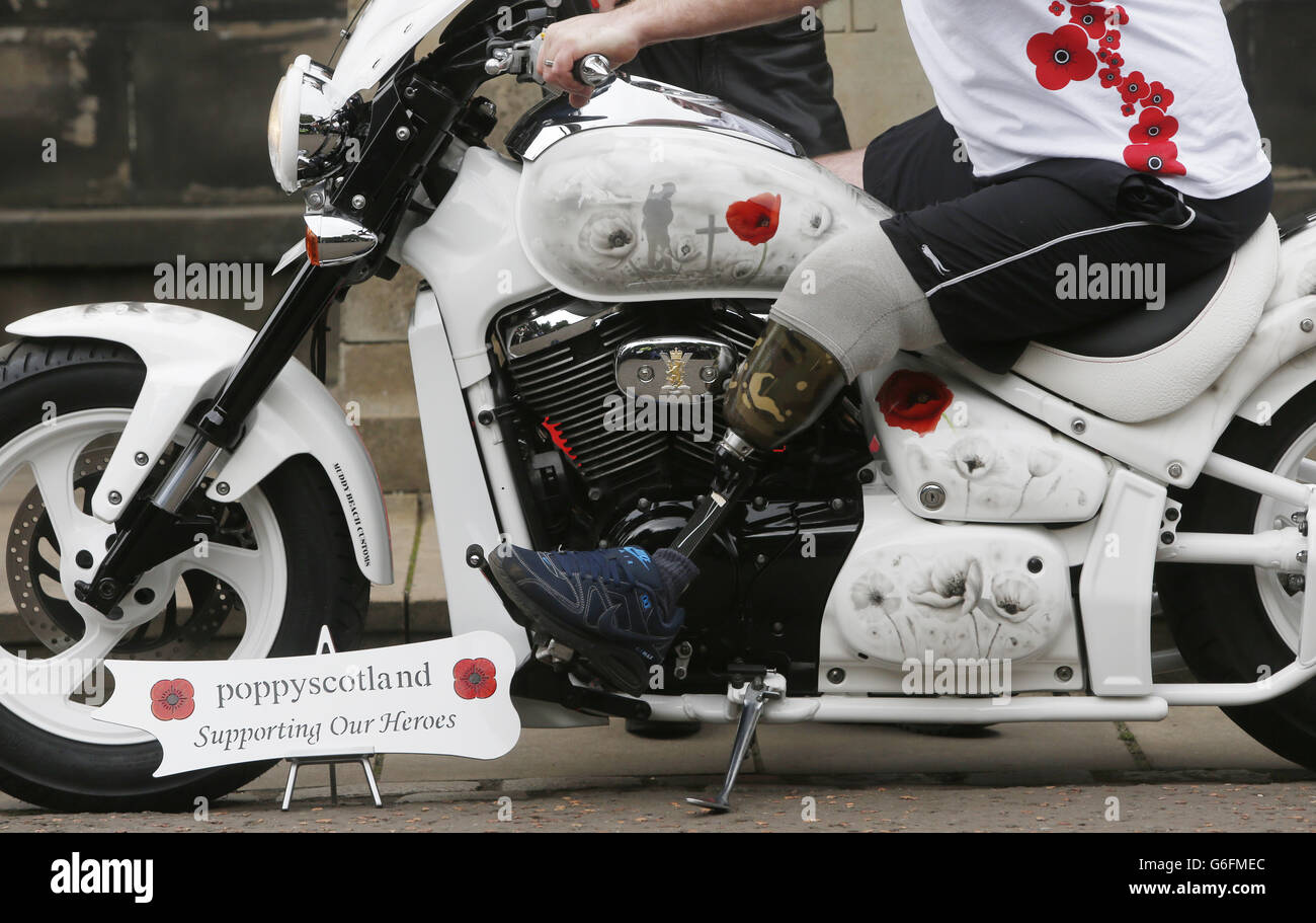 The false leg of Afghanistan veteran Tony Muir who is sitting on a ...