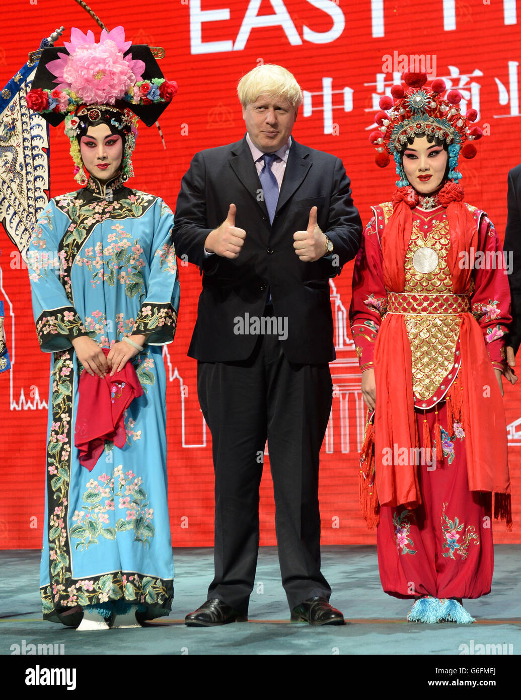 Mayor of London Boris Johnson meets members of the Peking Opera at the ...