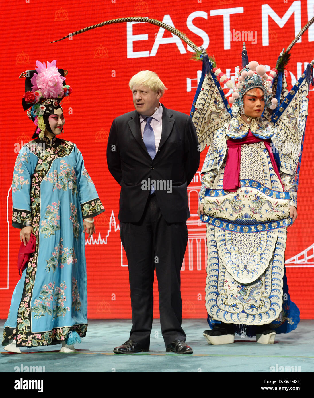 Mayor of London Boris Johnson meets members of the Peking Opera at the ...