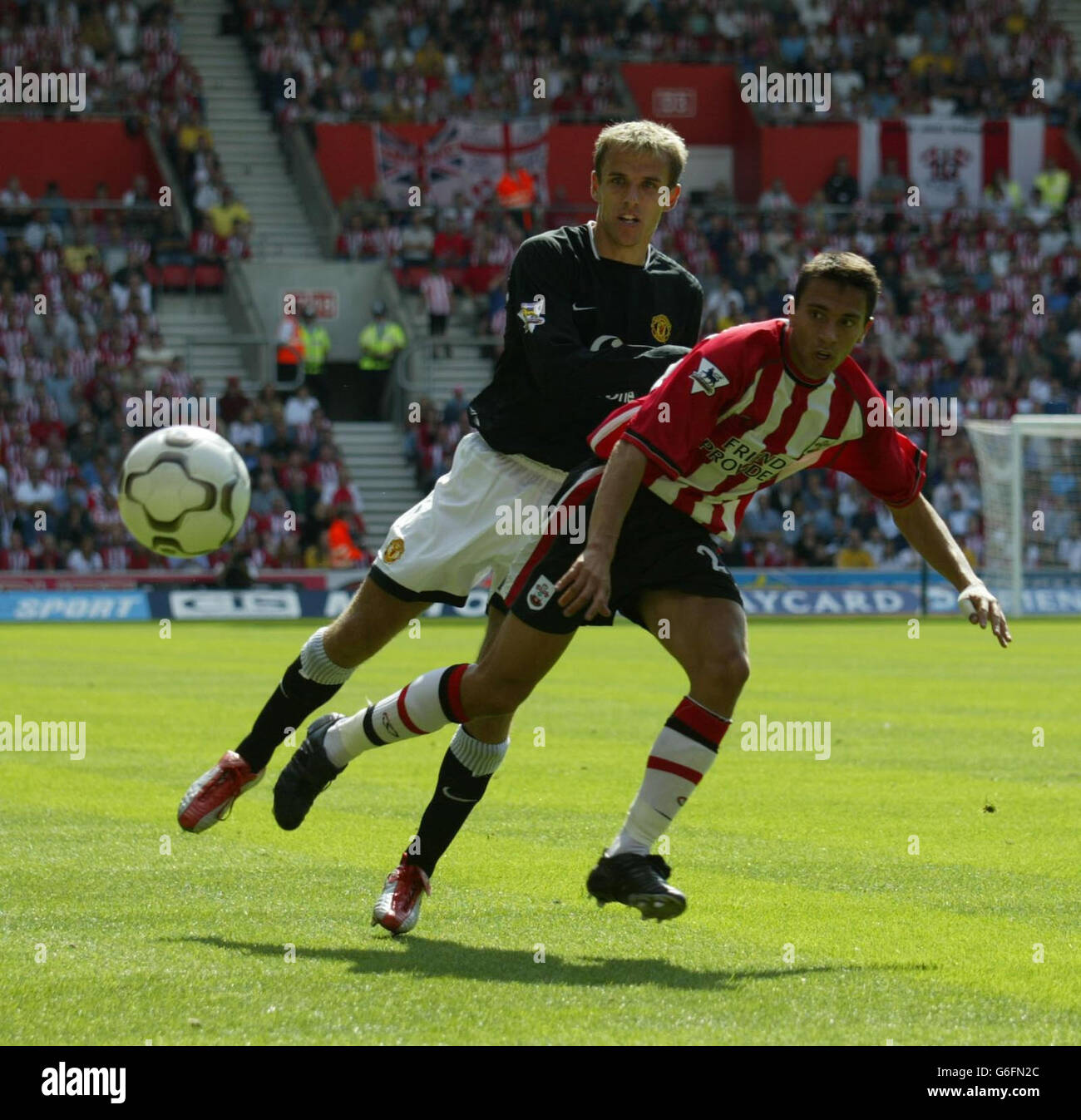 Southampton's Fabrice Fernandes and Manchester's Phil Neville during ...