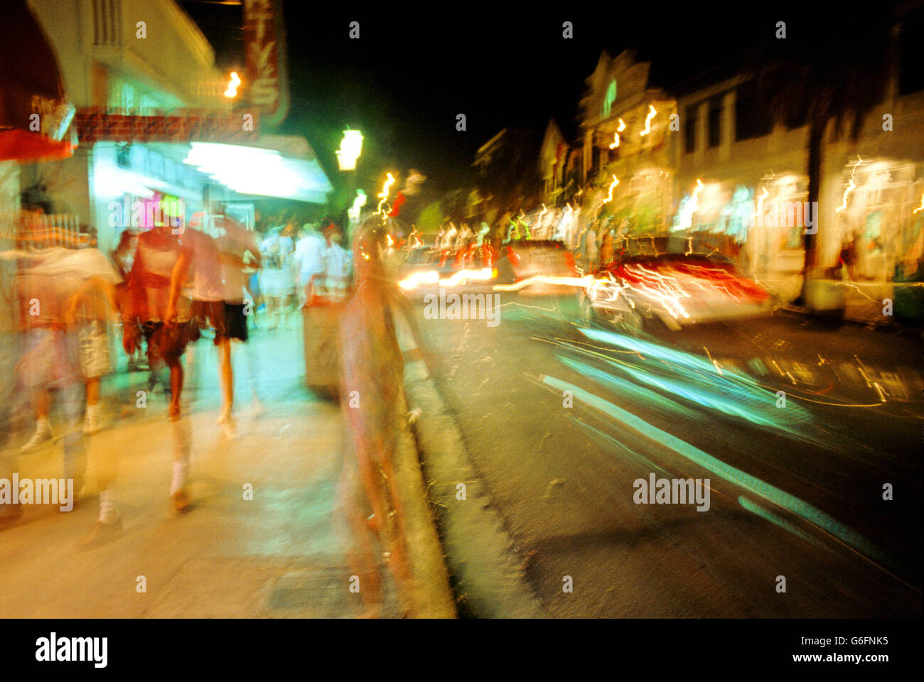 A long exposure time image captures the excitement and party atmosphere ...