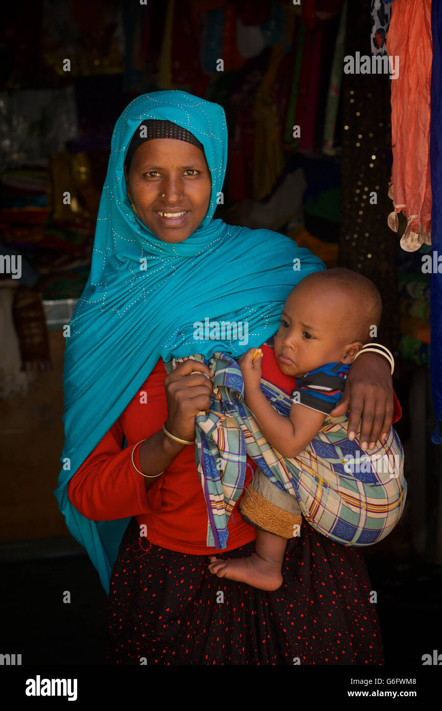 Ethiopian Harari woman with baby. HArar, Ethiopia Stock Photo - Alamy