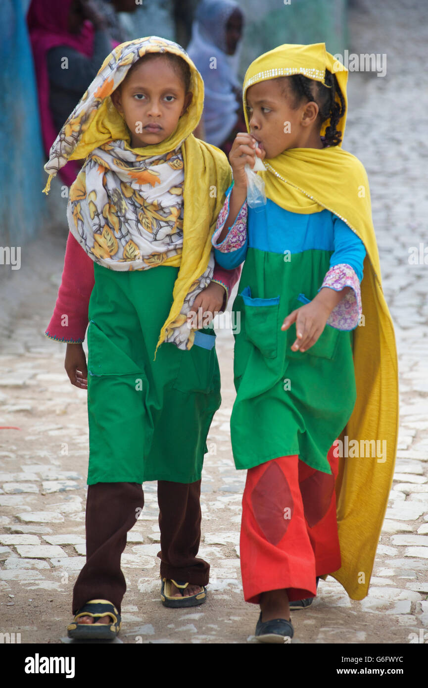 Ethiopian schoolchildren. Muslim children from Harar, Ethiopia Stock ...