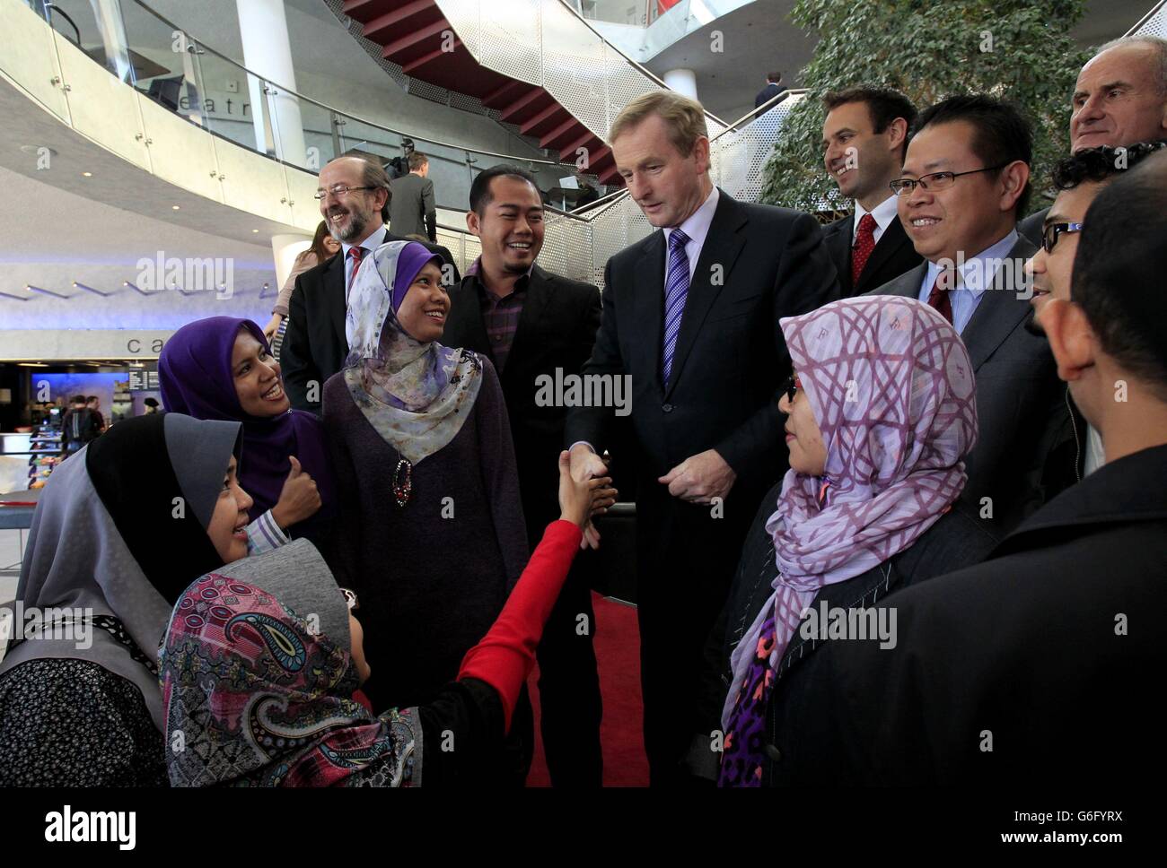 Taoiseach Enda Kenny with a group of Malaysians who are on a three ...