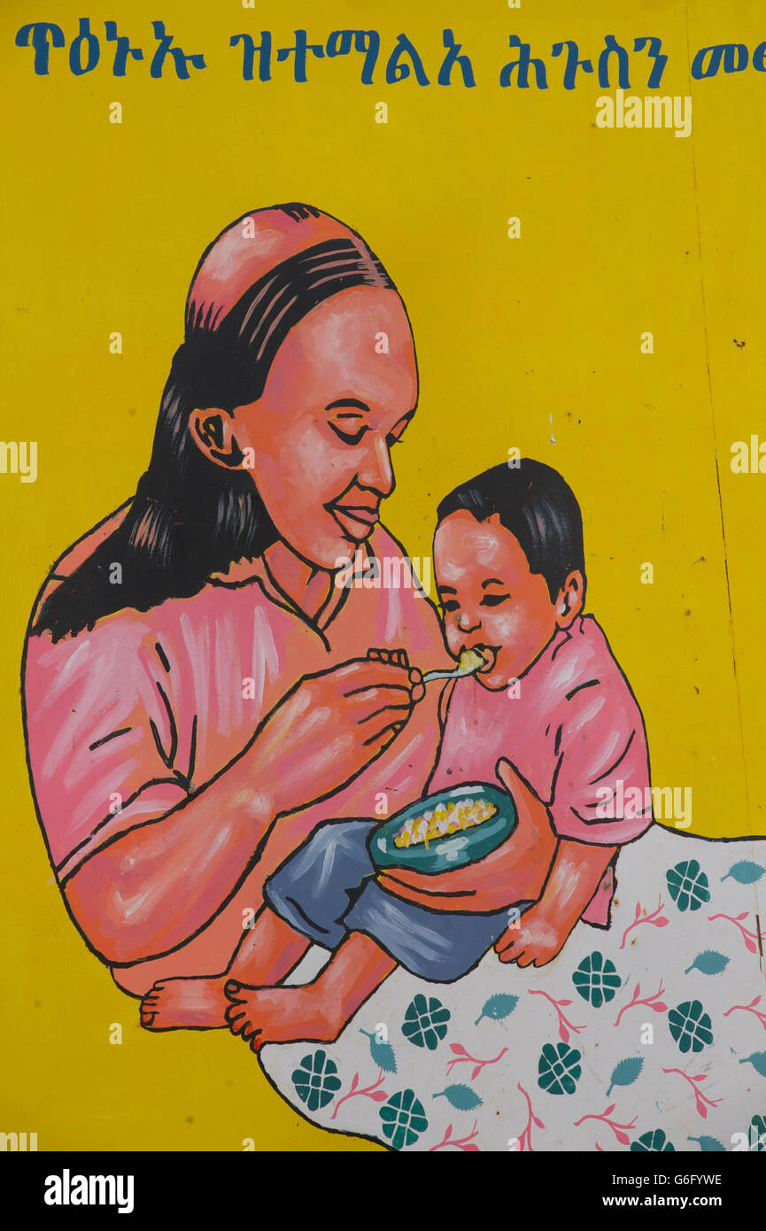 Child health educaton billboard in Amharic at Freweyni also known as ...