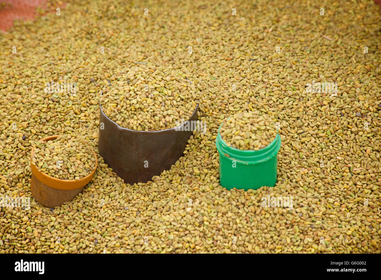 Grain for sale. Market day at Freweyni also known as Sinkata. Tigray ...