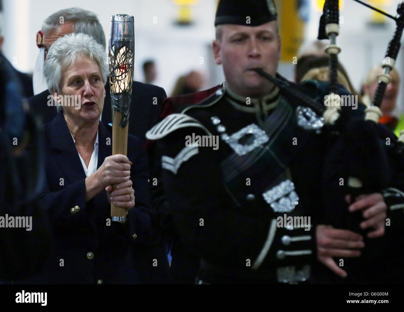 The Queen's Baton is sent on its way from Glasgow airport by Louise ...