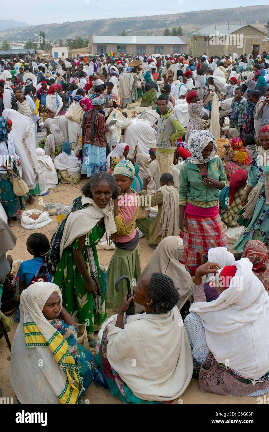 Crowds. Market day at Freweyni also known as Sinkata. Tigray, Ethiopia ...