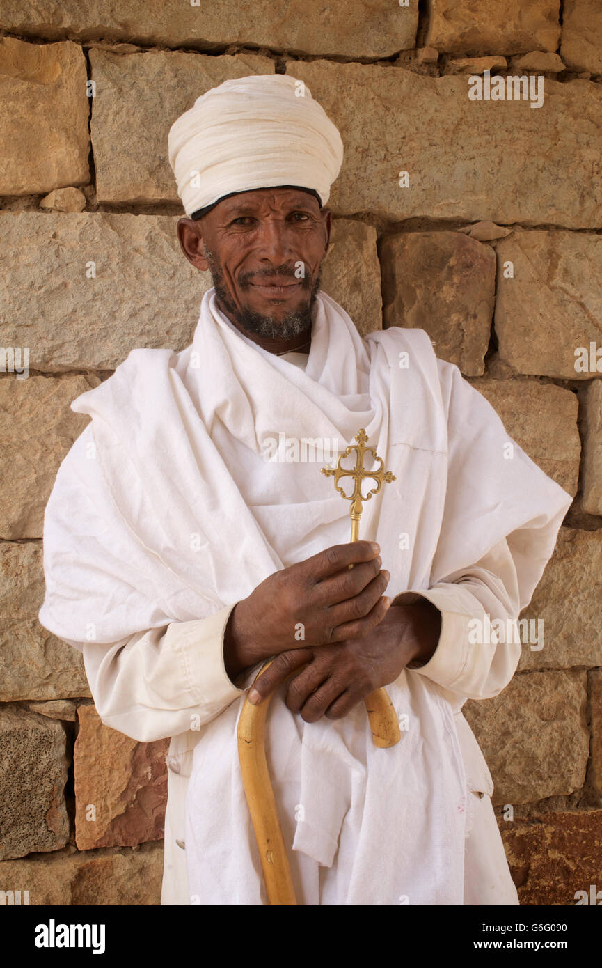 Ethiopian priest, Yeha monastery, Tigray, Ethiopia Stock Photo - Alamy