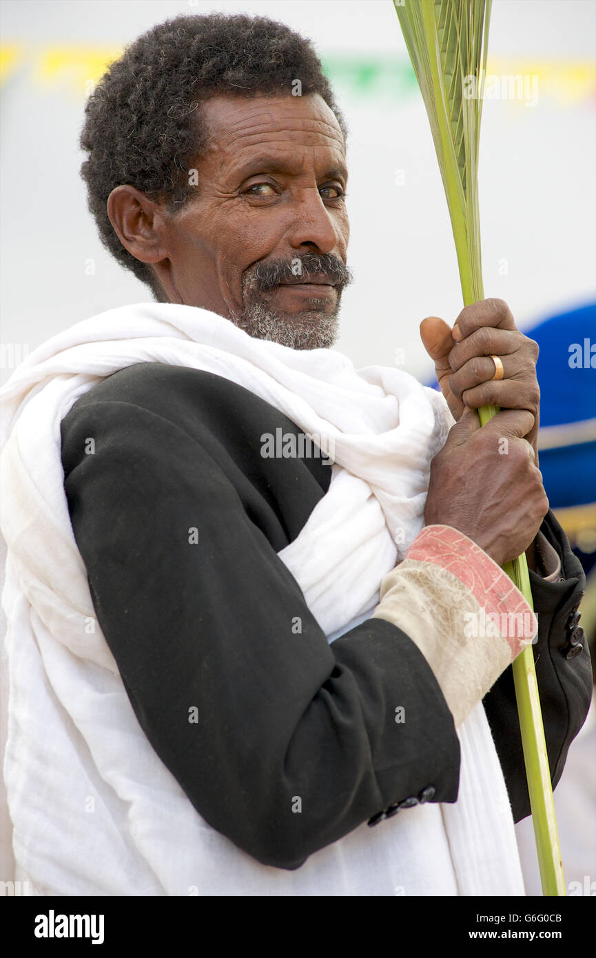 Christian elder at Palm Sunday celebrations in Axum, Tigray, Ethiopia ...
