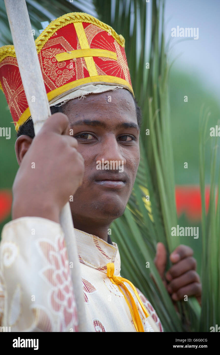 Ethiopian priest in litiurgical drress for Palm Sunday festivities ...