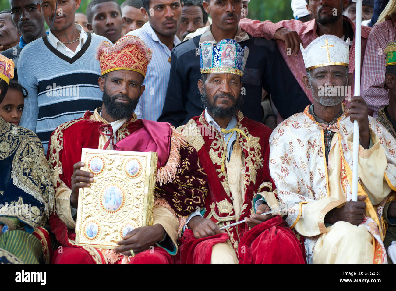 Ethiopian priests. Palm Sunday Christian religious celebratiions, Axum ...