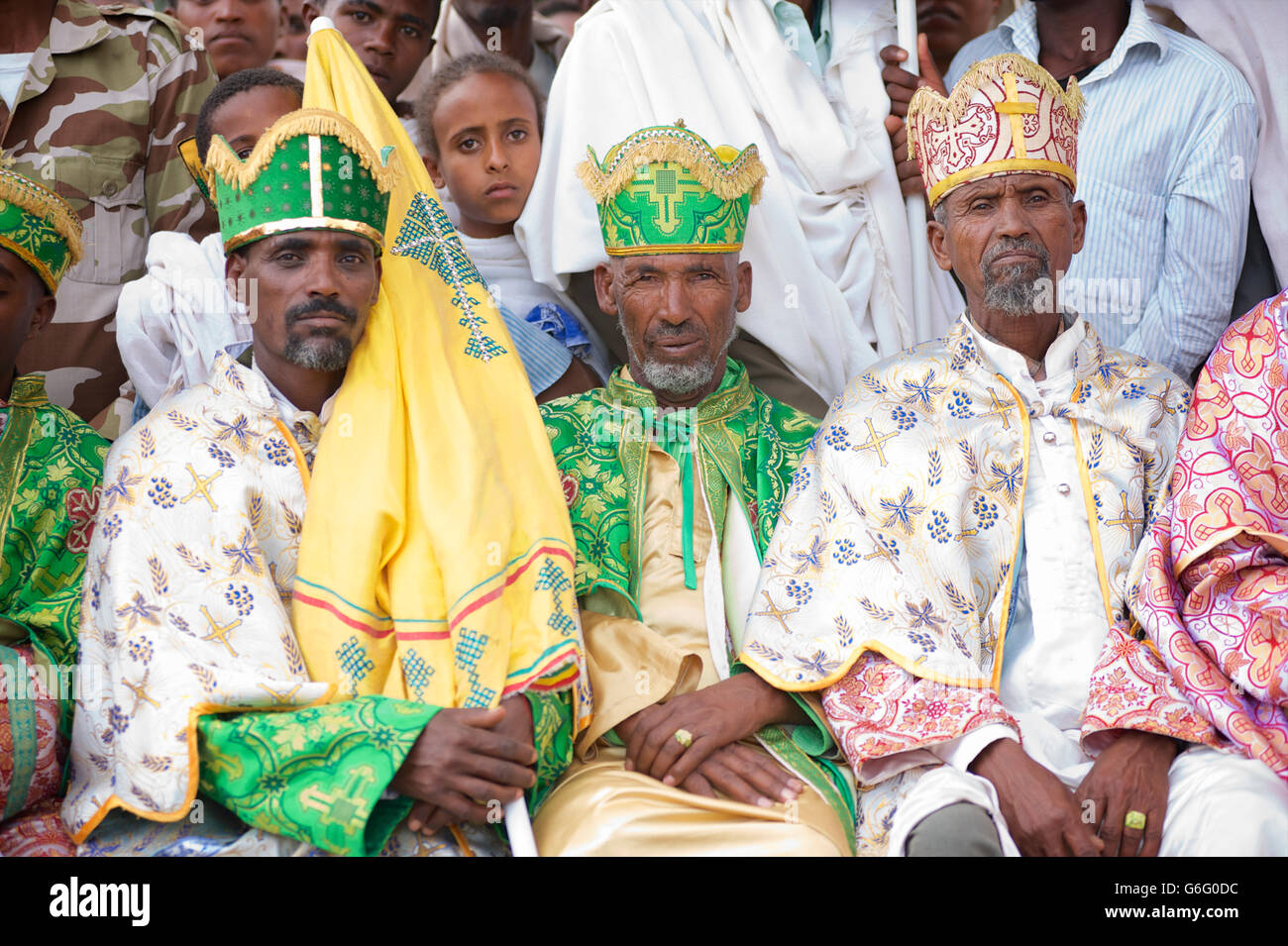 Ethiopian priests. Palm Sunday Christian religious celebratiions, Axum ...