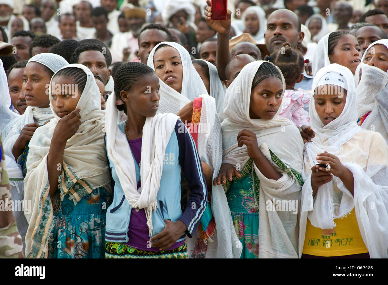 Ethiopian pilgrims. Palm Sunday Christian religious celebratiions, Axum ...