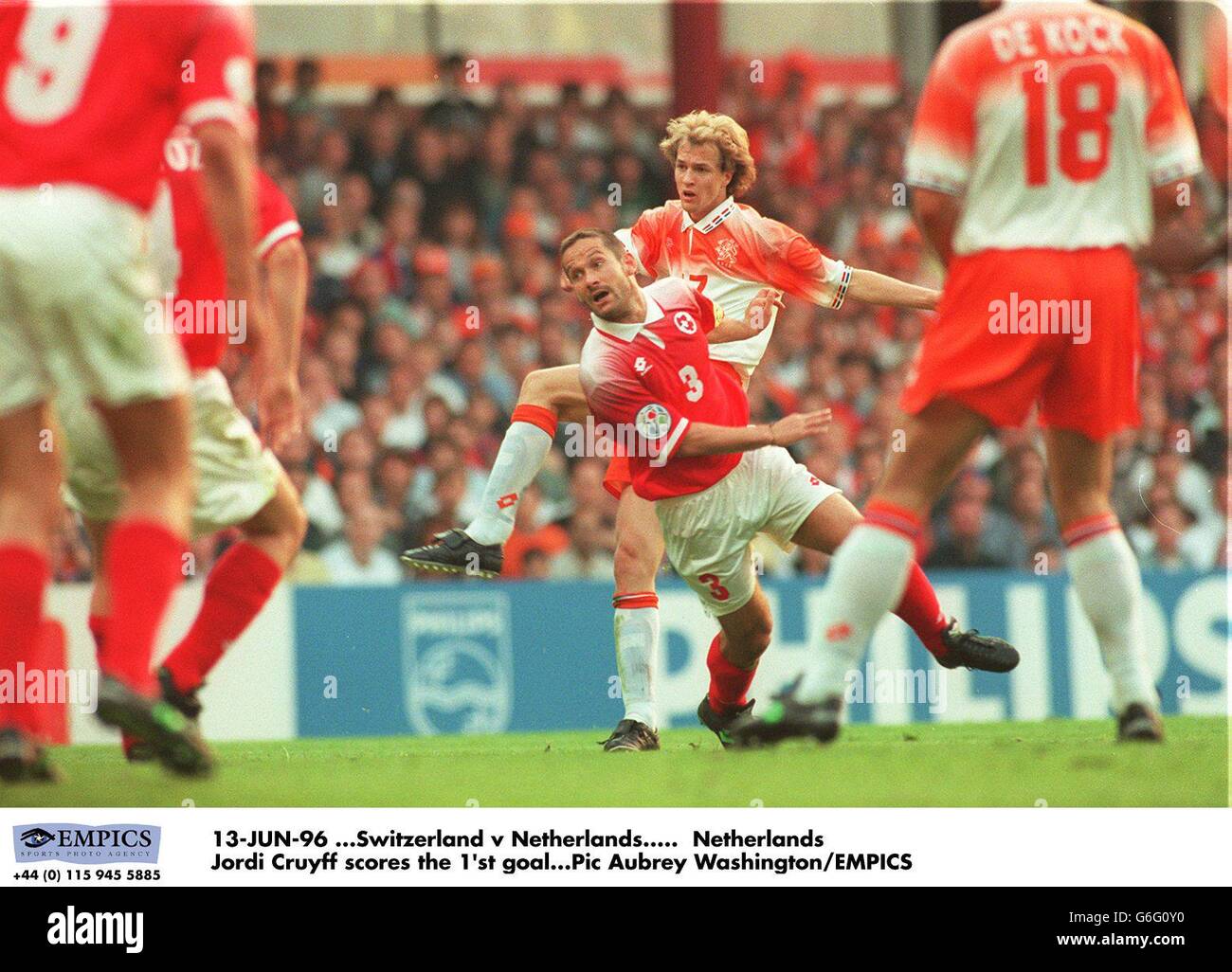 SOCCER - Euro 96 -Switzerland v Netherlands Stock Photo - Alamy