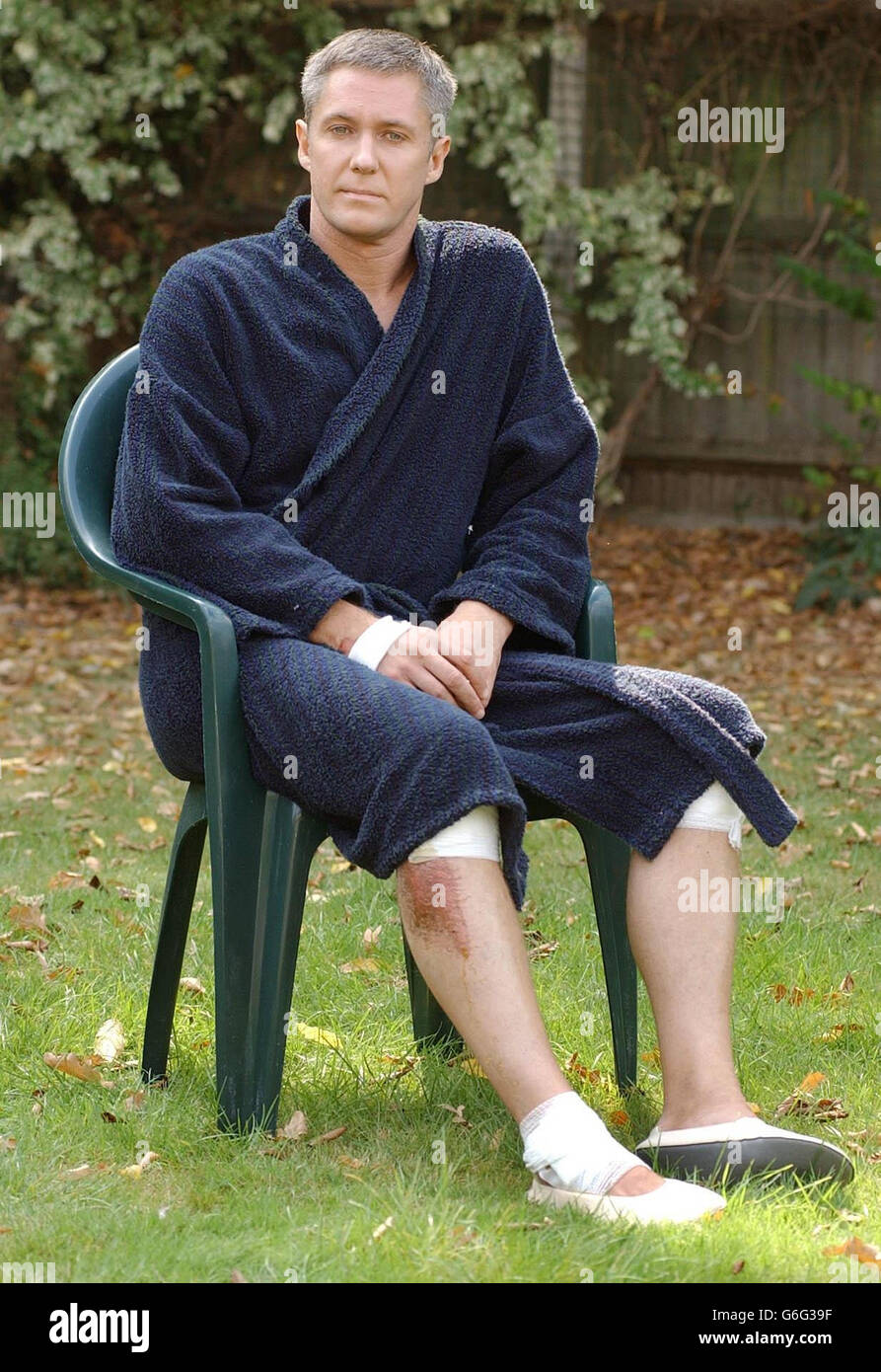 Pharmacist Stewart Evans, 38, in his garden in Southgate, north London ...