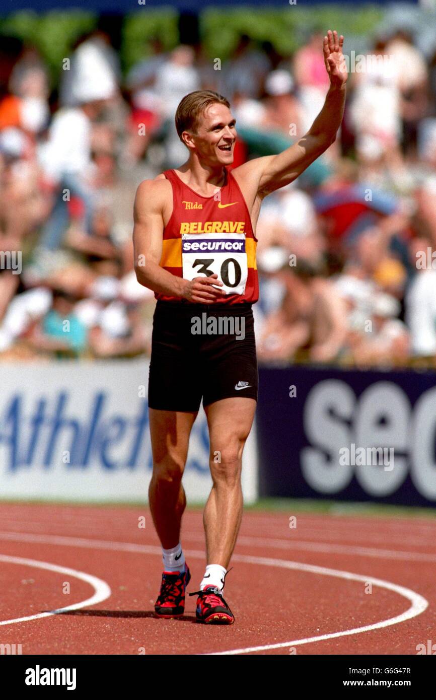 Athletics, British Olympic Trials, Birmingham. Jon Ridgeon celebrates ...