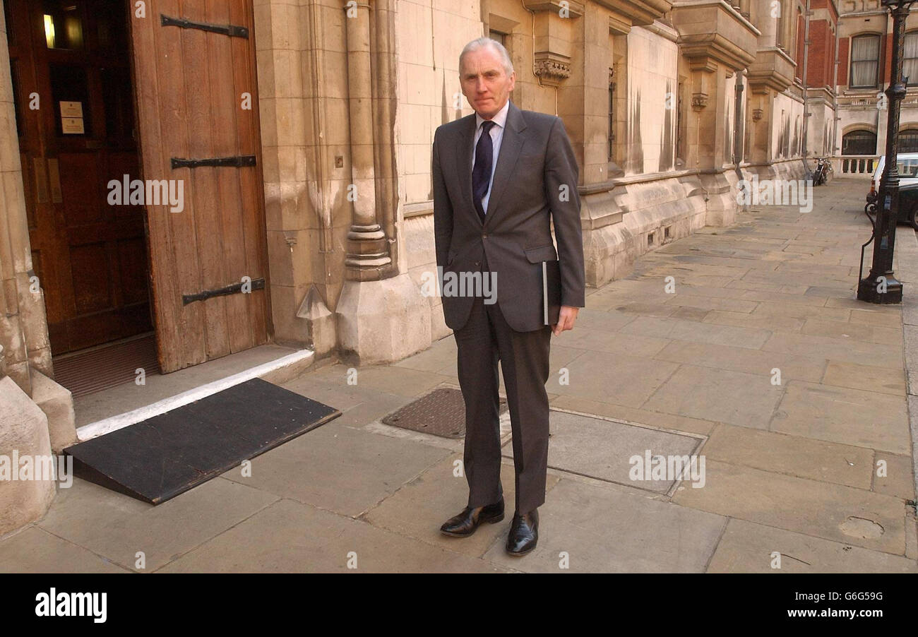 Lord Hutton arrives at The High Court, central London, on the final day ...
