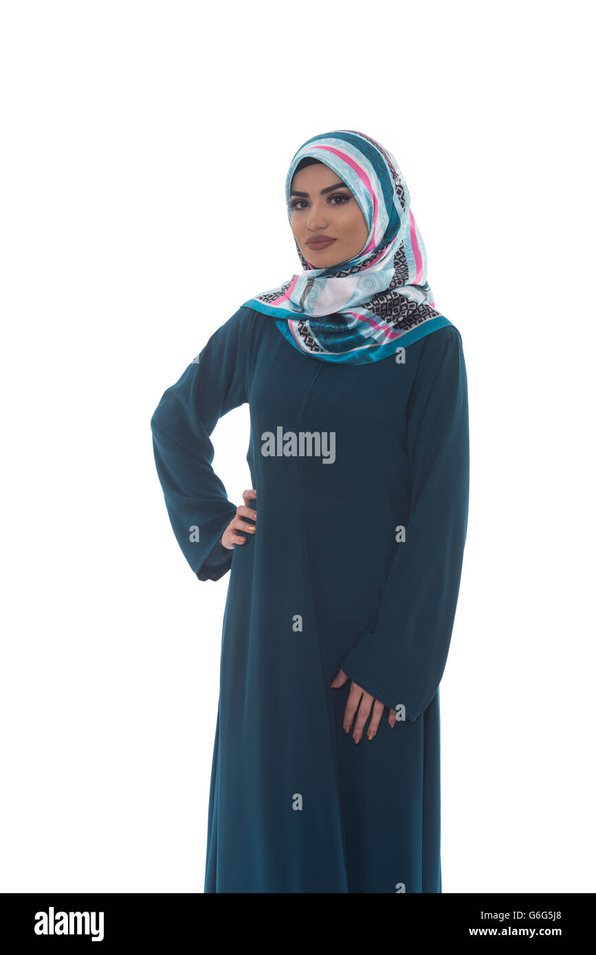 Beautiful Young Muslim Woman Pose Isolated On White Background Stock ...
