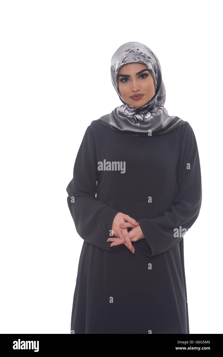 Beautiful Young Muslim Woman Pose Isolated On White Background Stock ...