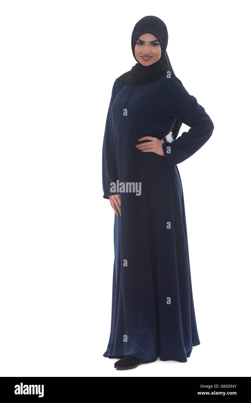 Beautiful Young Muslim Woman Pose Isolated On White Background Stock ...