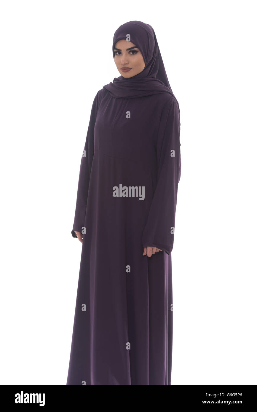 Beautiful Young Muslim Woman Pose Isolated On White Background Stock ...