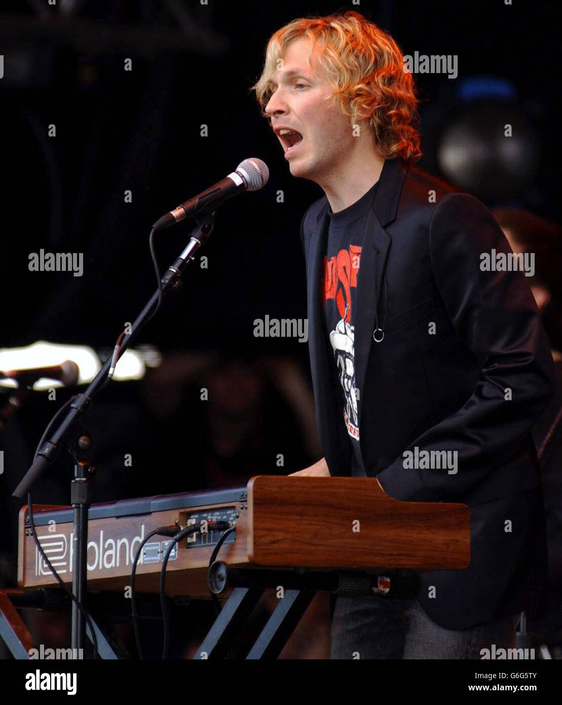 Singer Beck performing on the Main Stage at the Carling Reading ...