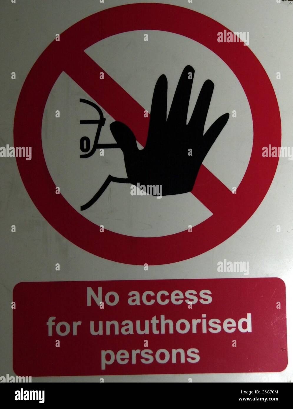 Health and safety sign. No access for unauthorised persons Stock Photo ...