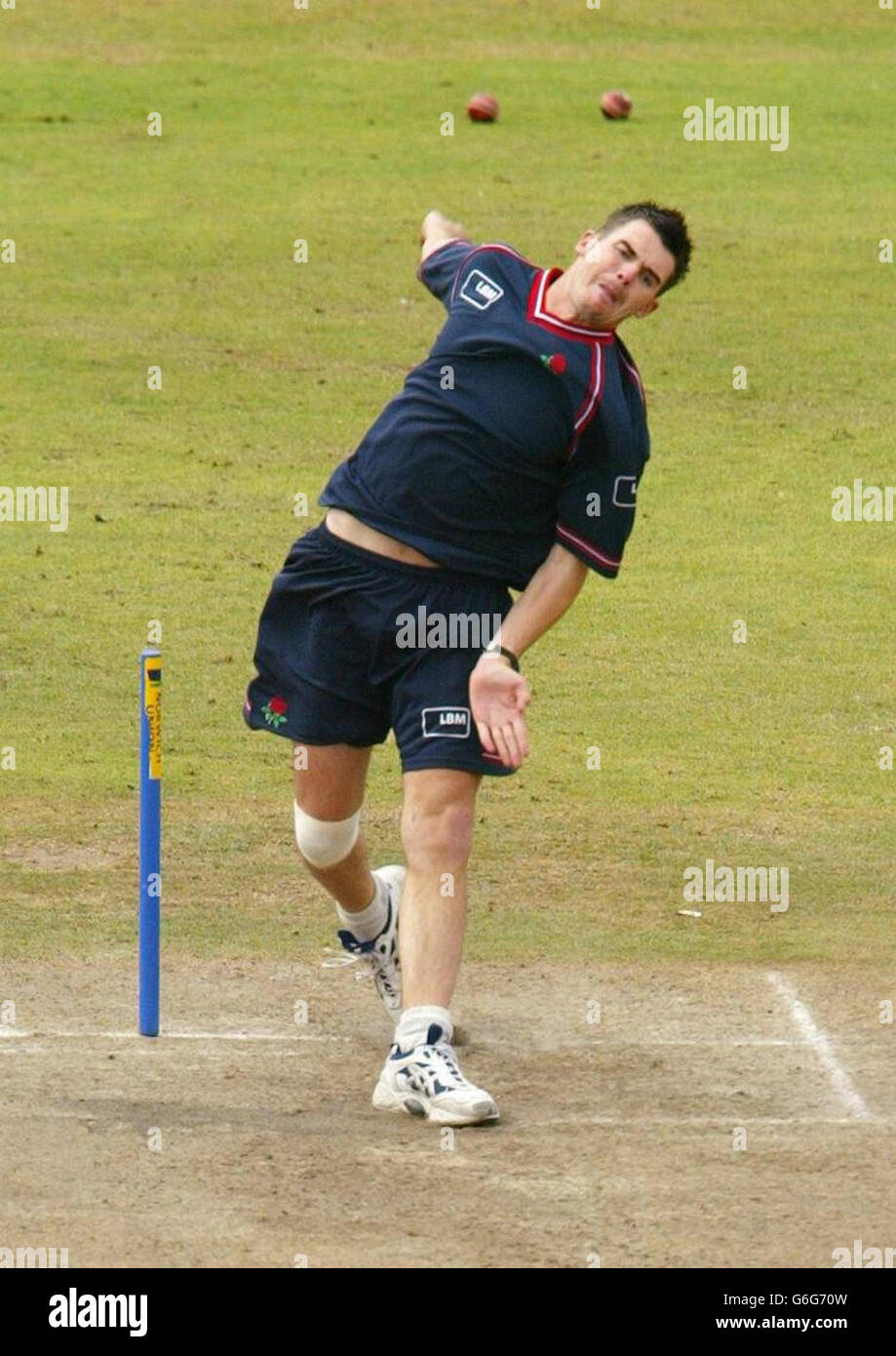 Lancashire and England fast bowler James Anderson undergoes a practice ...