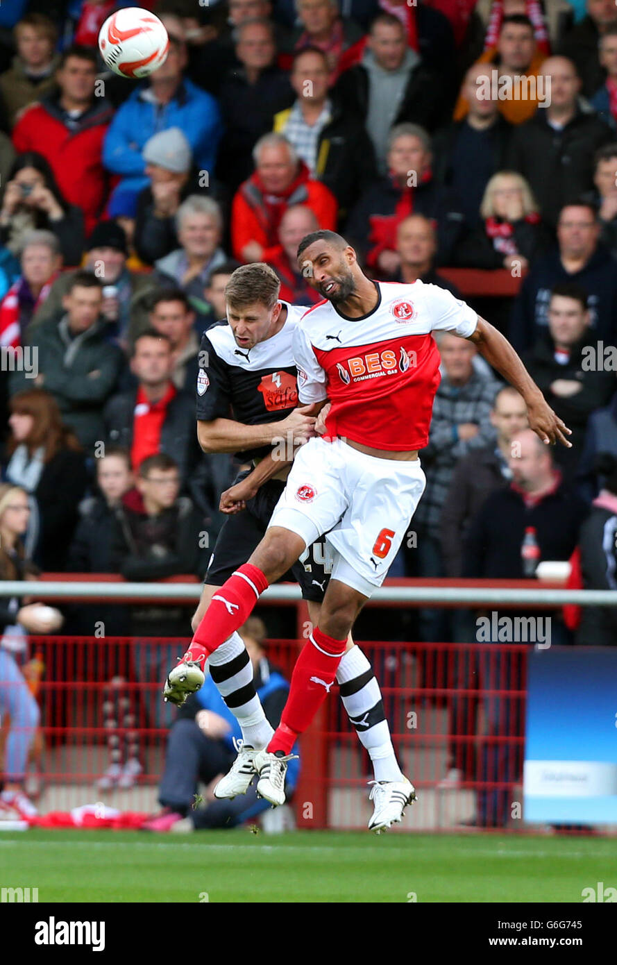 Fleetwood's Nathan Pond and Chesterfield's Chris Porter in action ...