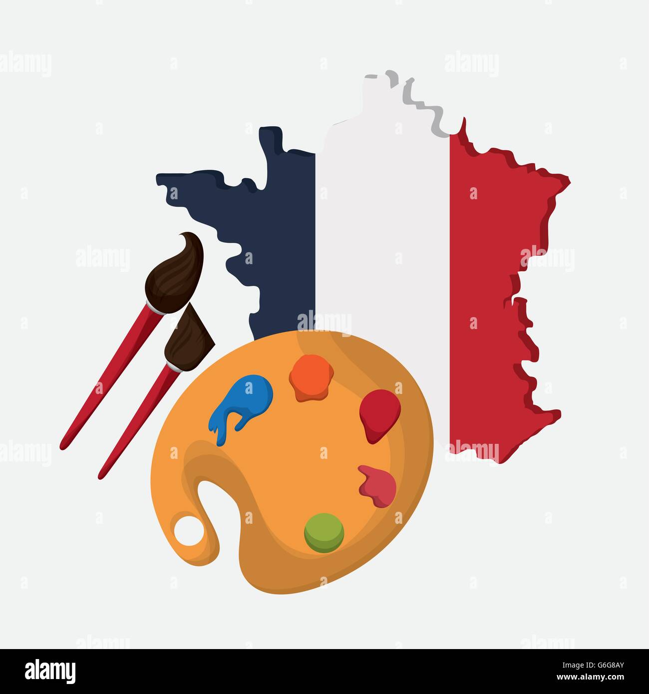 France design. Map and painting instrument. vector graphic Stock Vector ...