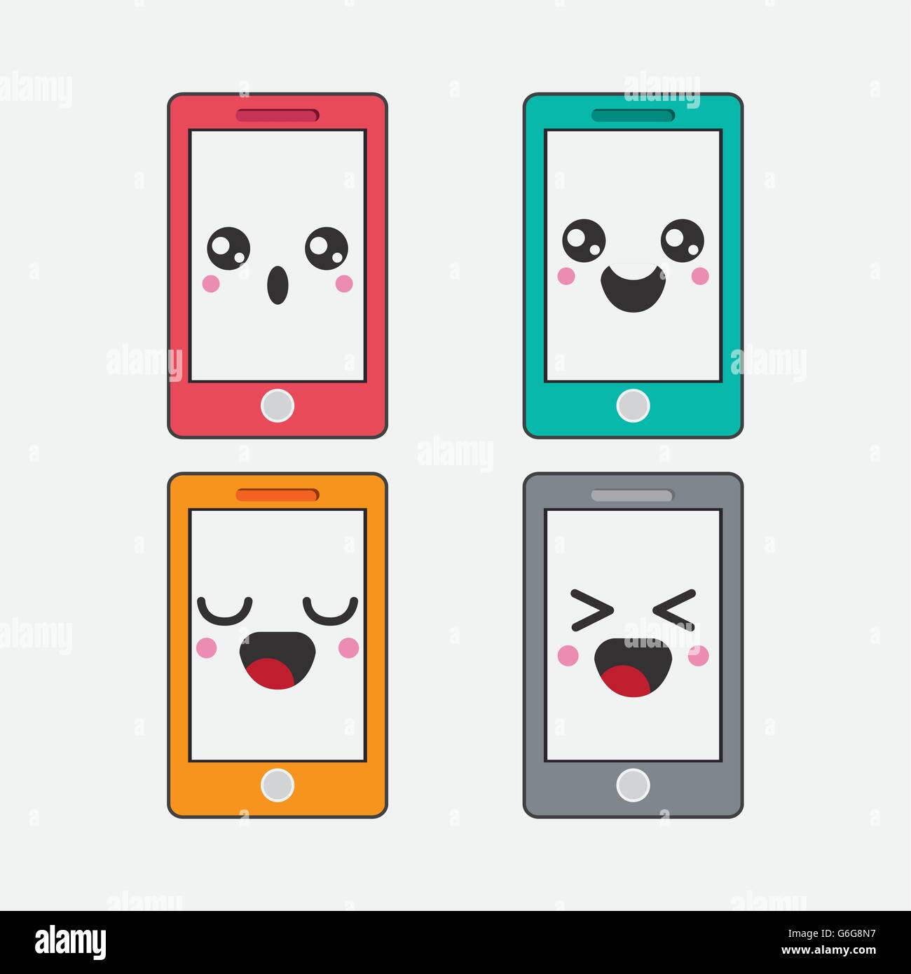 smartphone icon. Kawaii and technology. Vector graphic Stock Vector ...