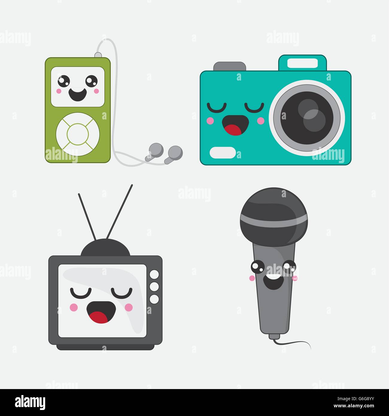 cartoon icon set. Kawaii and technology. Vector graphic Stock Vector ...