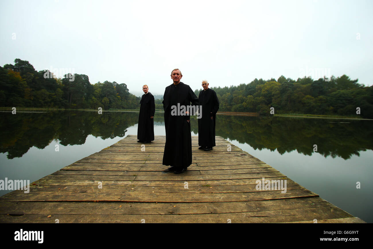 (left to right) Father Luke and Father Gordon and Father Matthew look ...