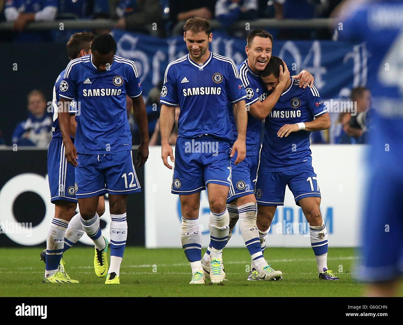 Chelsea's Eden Hazard (right) celebrates with his team-mates after ...